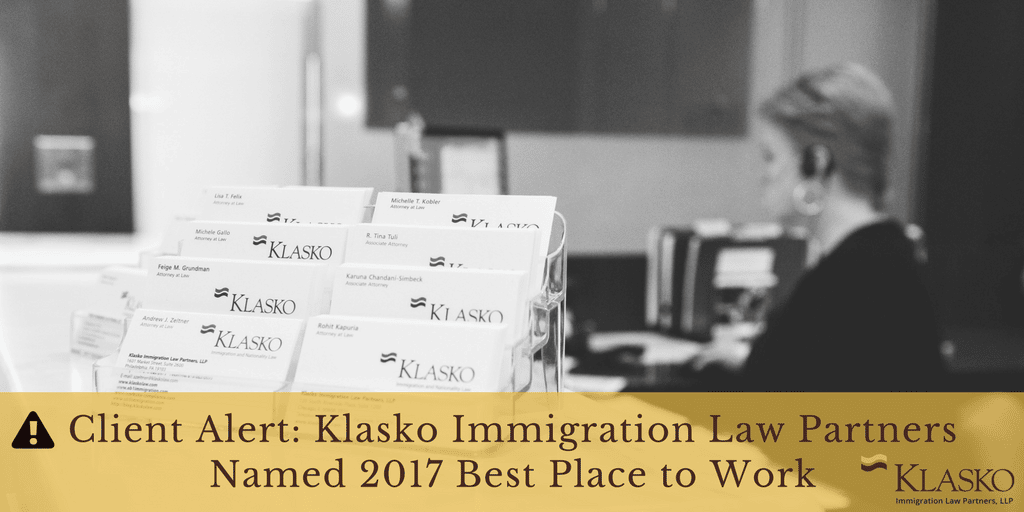 Client Alert: Klasko Immigration Law Partners Named a 2017 Best Place ...